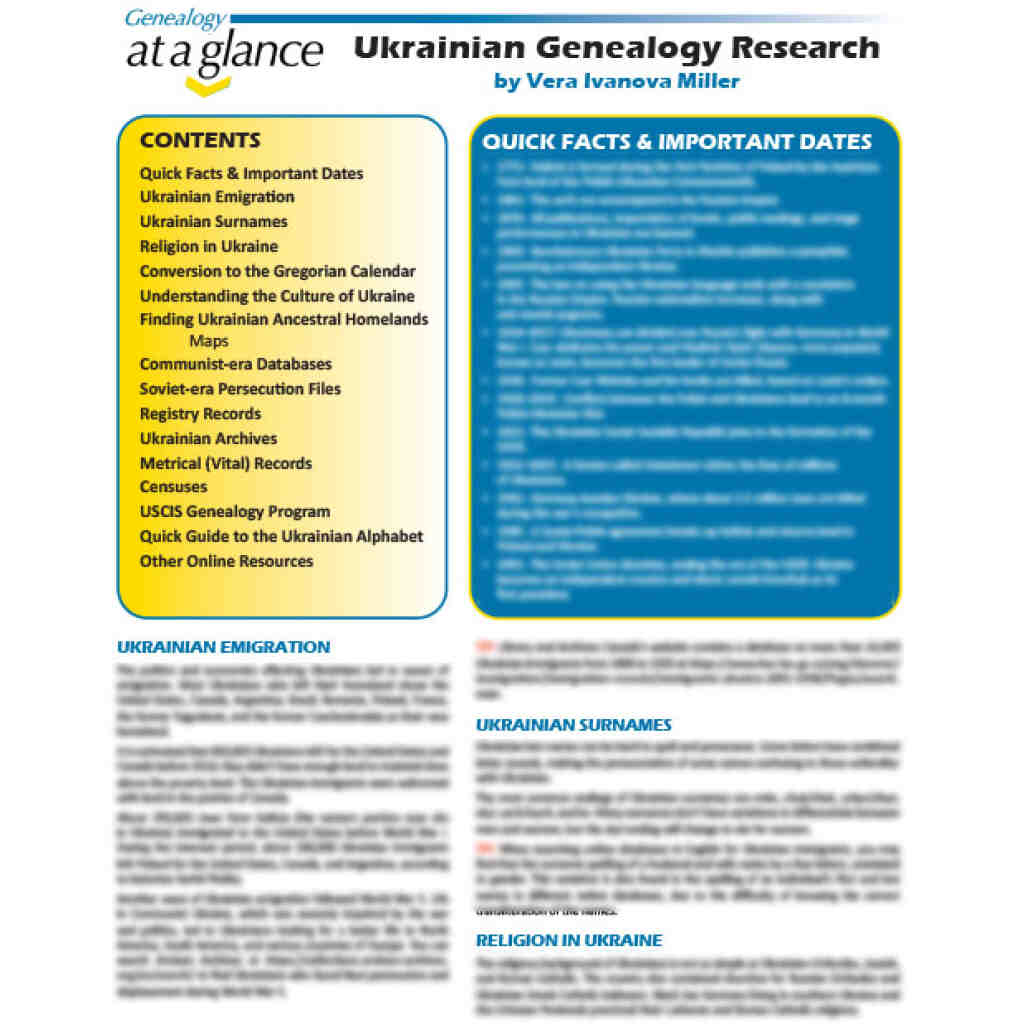 Genealogy at a Glance: Ukrainian Genealogy Research - Genealogical.com