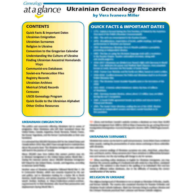 Genealogy at a Glance: Ukrainian Genealogy Research - Genealogical.com